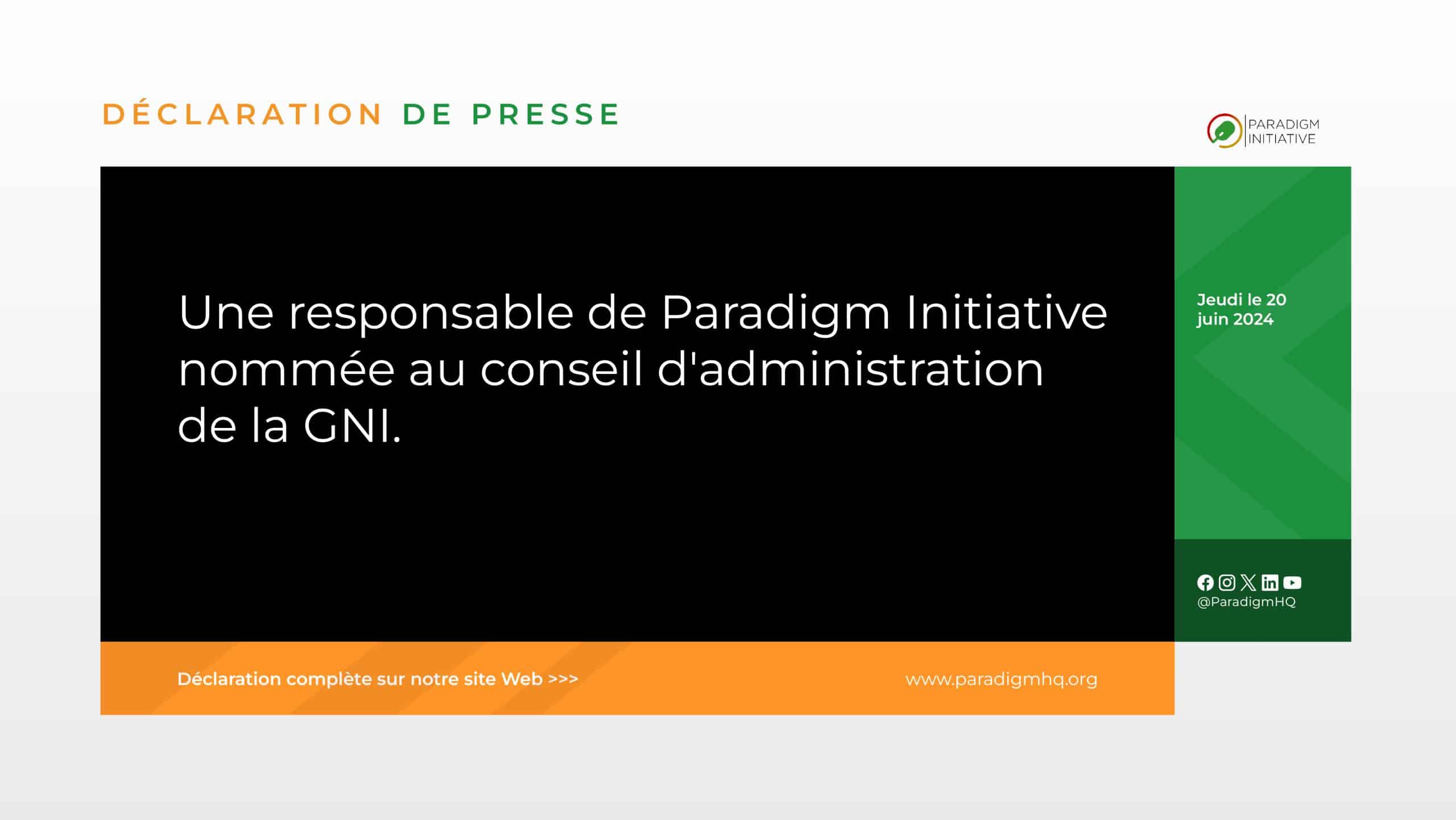 Déclaration de presse : Une responsable de Paradigm Initiative nommée ...